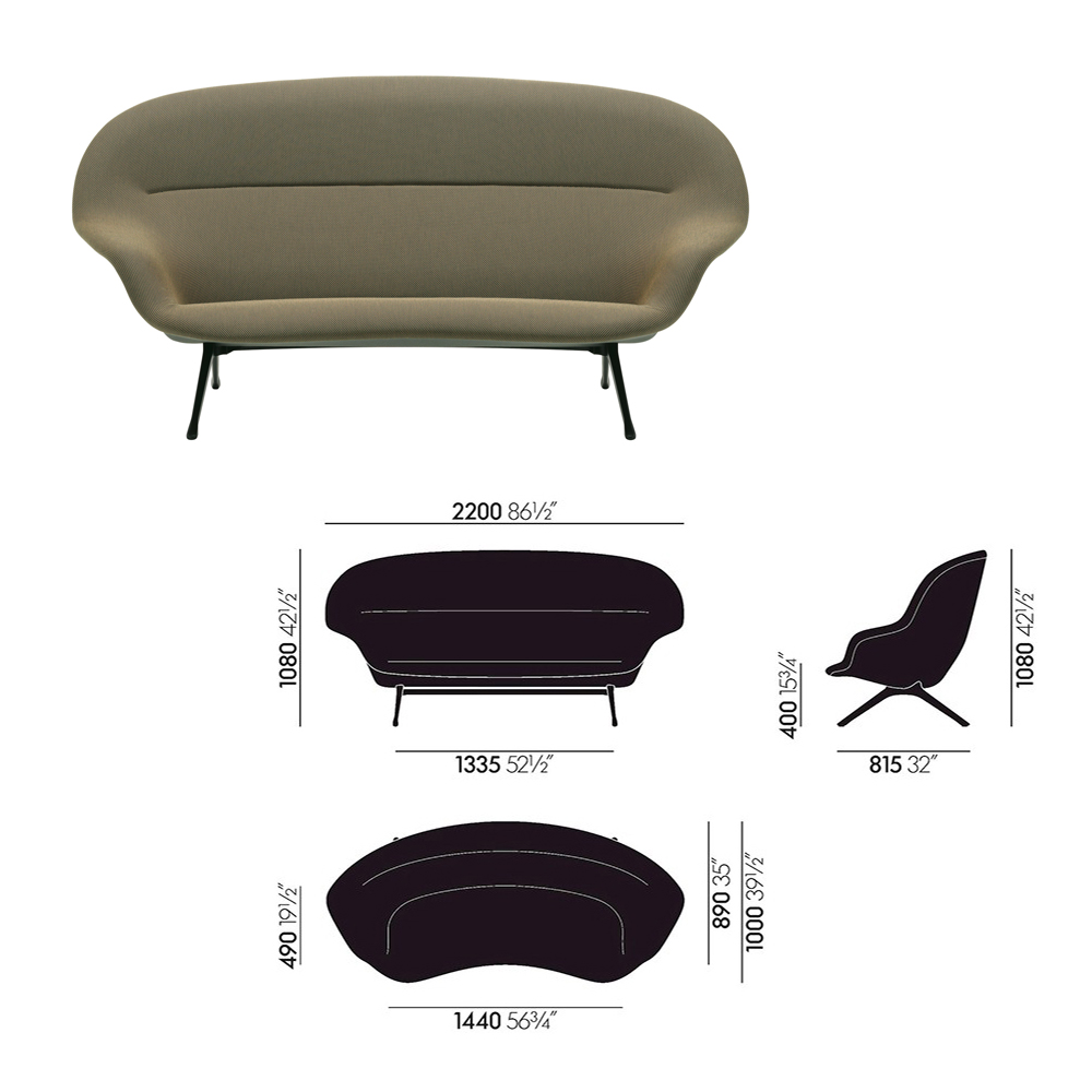 Abalon Sofa 羽貝 沙發椅（卡其 / 深綠布料、深黑底座） | 北歐櫥窗 NORDIC