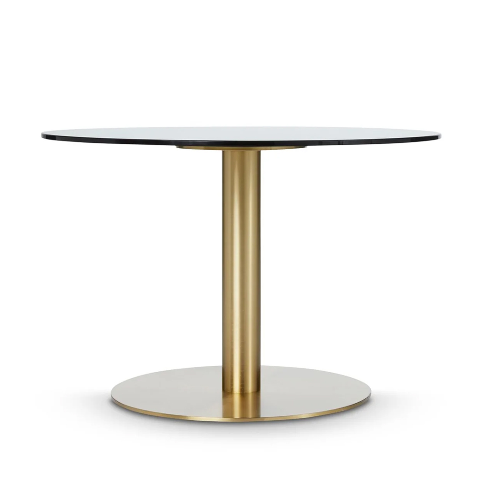 Flash Table Circle 圓形邊桌（黑玻璃桌面／黃銅桌腳） | 北歐櫥窗 NORDIC