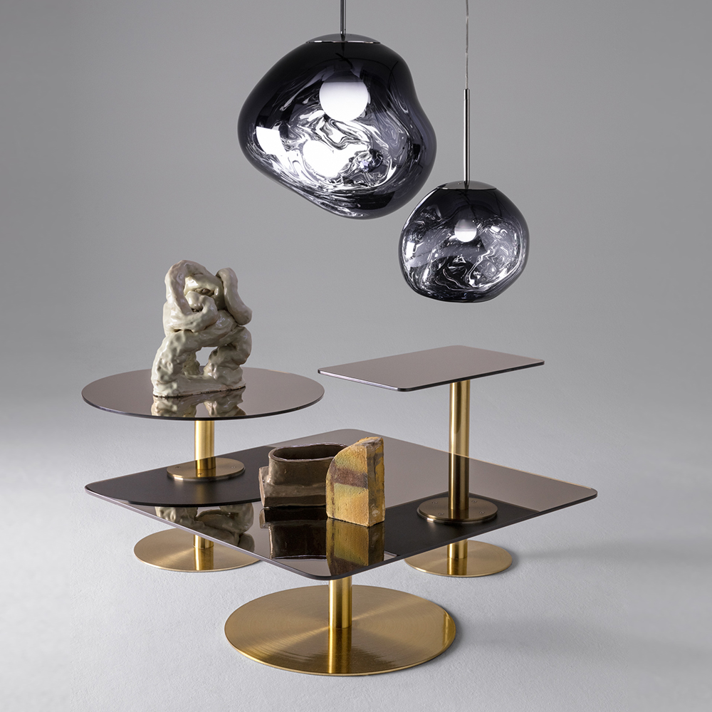 Flash Table Rectangle 矩形邊桌（黑玻璃桌面／黃銅桌腳） | 北歐櫥窗 NORDIC