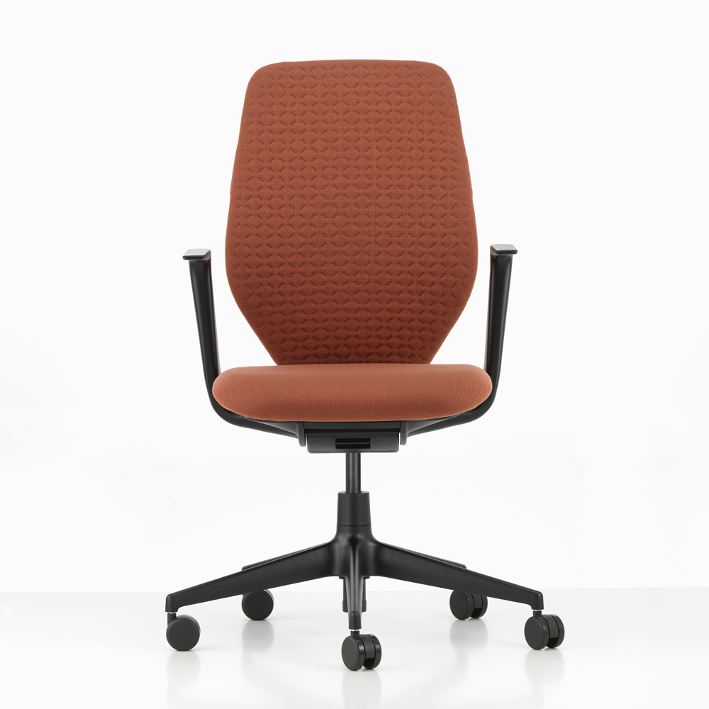 ACX Soft 人體工學辦公椅（襯墊椅背 / 赤陶褐布料 / 深黑色框架 / 固定式扶手） | 北歐櫥窗 NORDIC