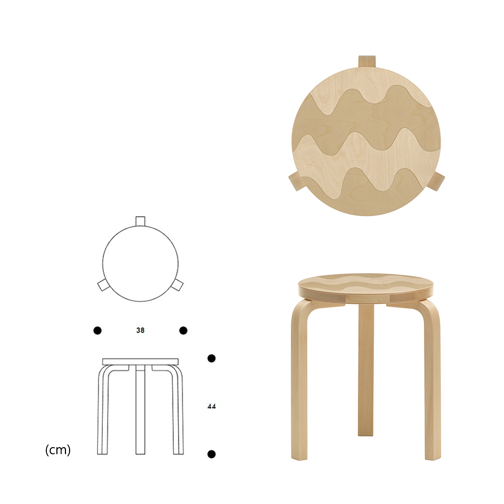 Artek + Marimekko 聯名系列 Stool 60 三腳圓凳（Lokki） | 北歐櫥窗 NORDIC